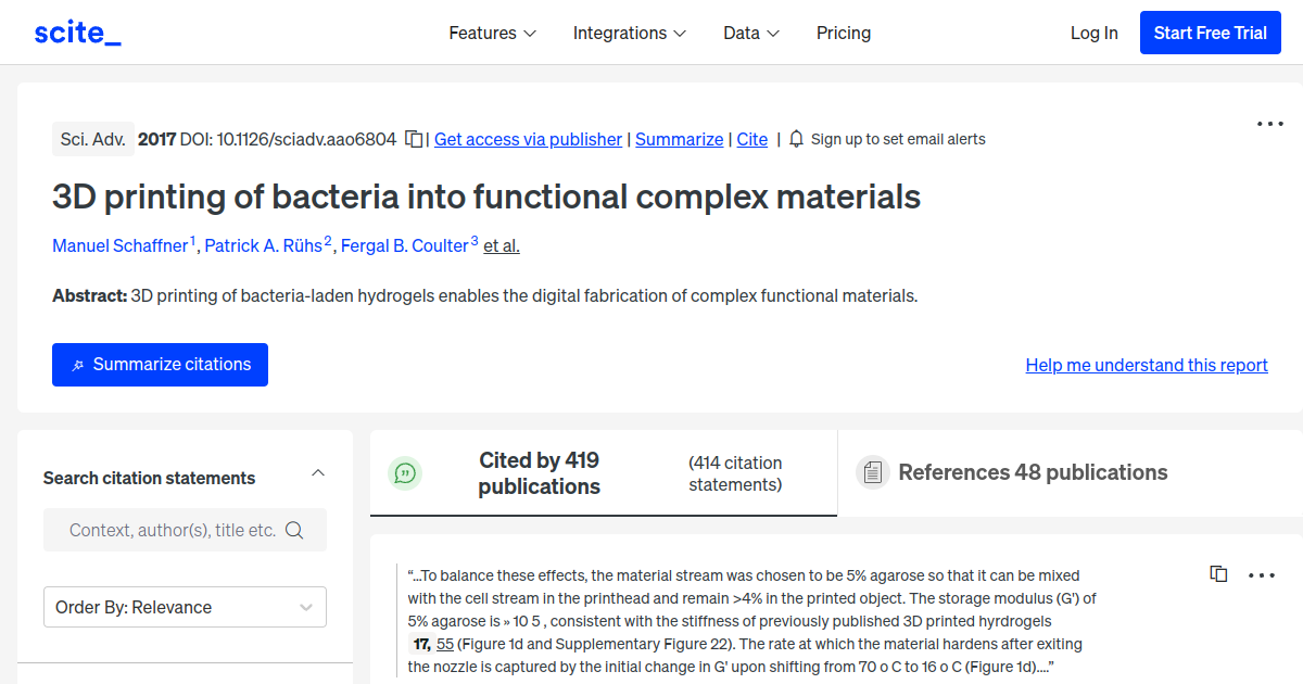 3D printing of bacteria into functional complex materials - [scite report]