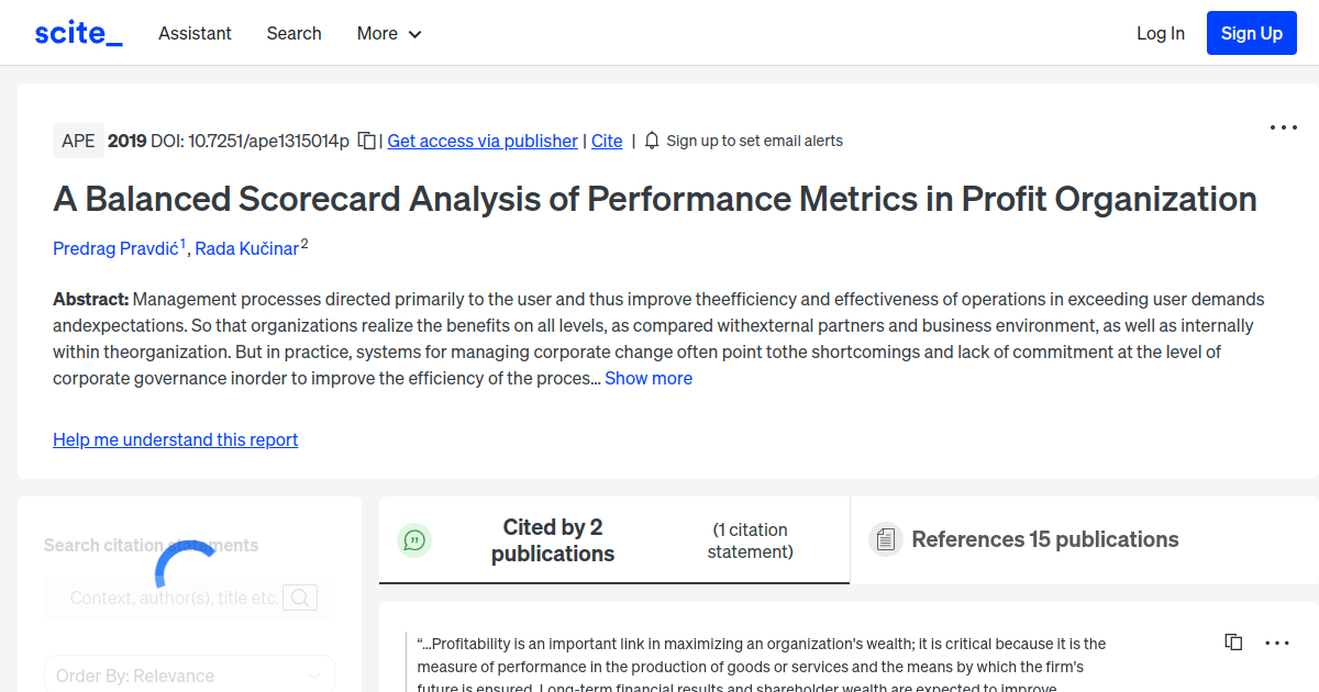 A Balanced Scorecard Analysis of Performance Metrics in Profit ...