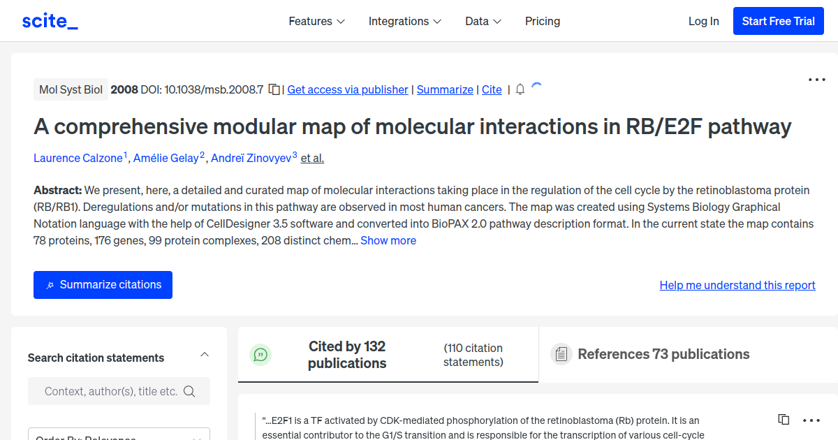 A comprehensive modular map of molecular interactions in RB/E2F pathway ...