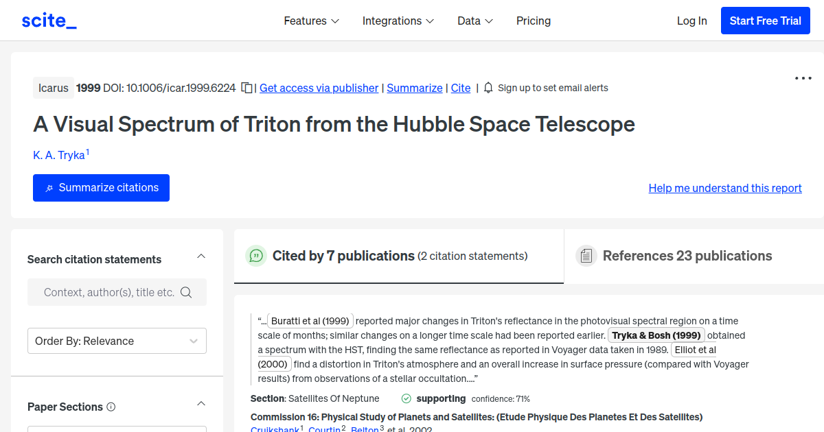 A Visual Spectrum of Triton from the Hubble Space Telescope - [scite ...