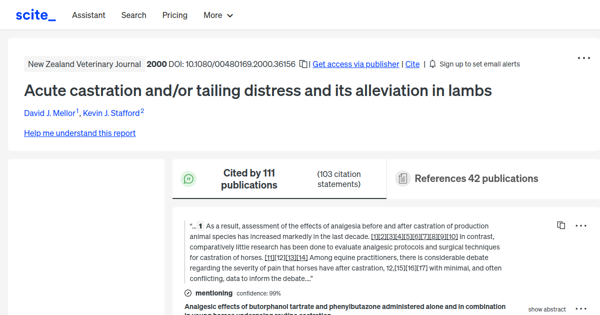Acute castration and/or tailing distress and its alleviation in lambs ...