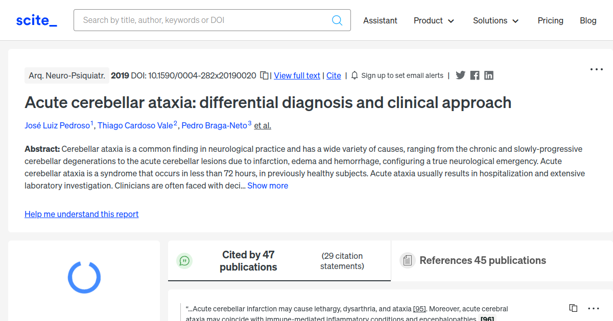 Acute cerebellar ataxia: differential diagnosis and clinical approach