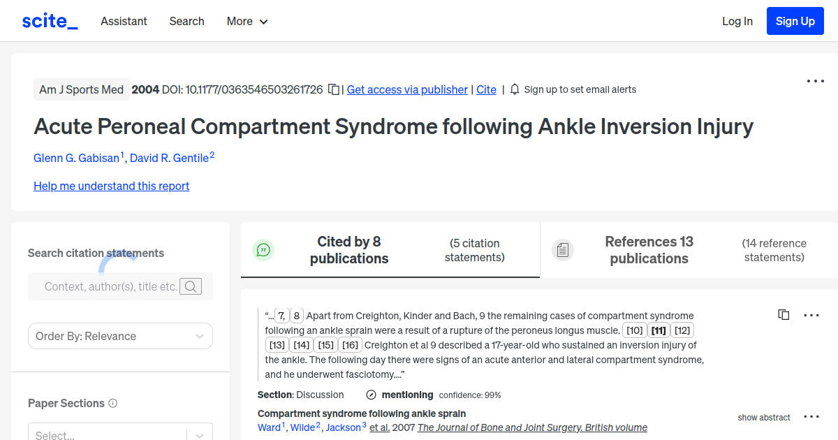 Acute Peroneal Compartment Syndrome following Ankle Inversion Injury