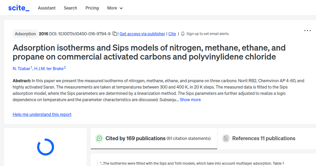 Adsorption isotherms and Sips models of nitrogen, methane, ethane, and ...