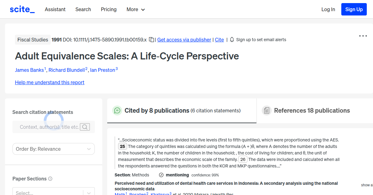 Adult Equivalence Scales: A Life‐Cycle Perspective - [scite report]