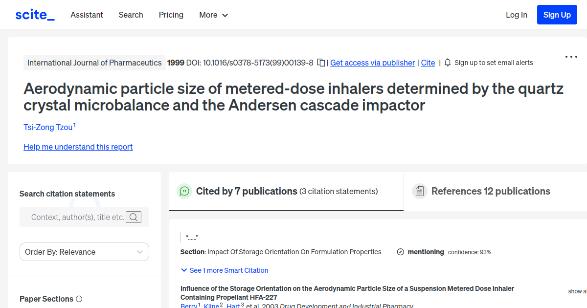 Aerodynamic particle size of metered-dose inhalers determined by the ...