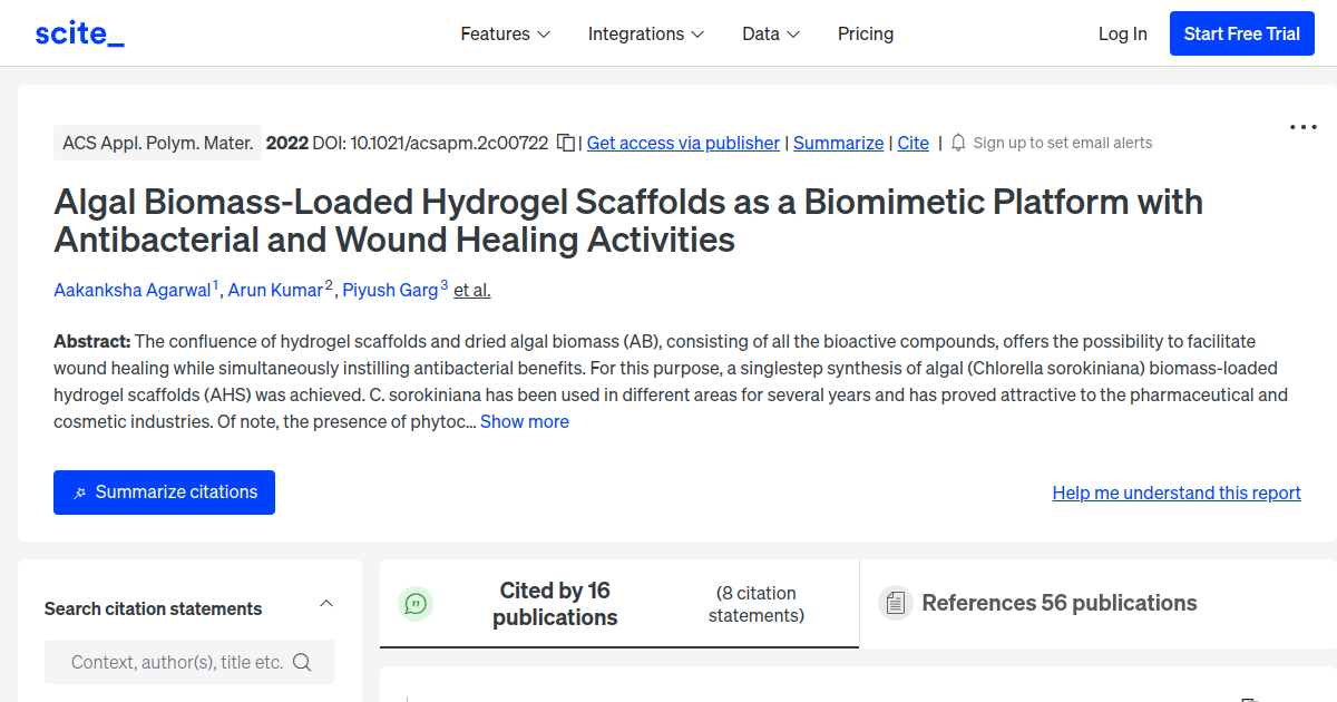 Algal Biomass-Loaded Hydrogel Scaffolds as a Biomimetic Platform with ...