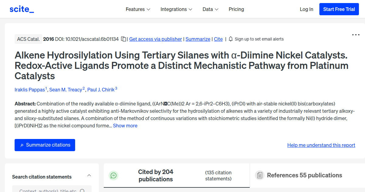 Alkene Hydrosilylation Using Tertiary Silanes with α-Diimine Nickel ...