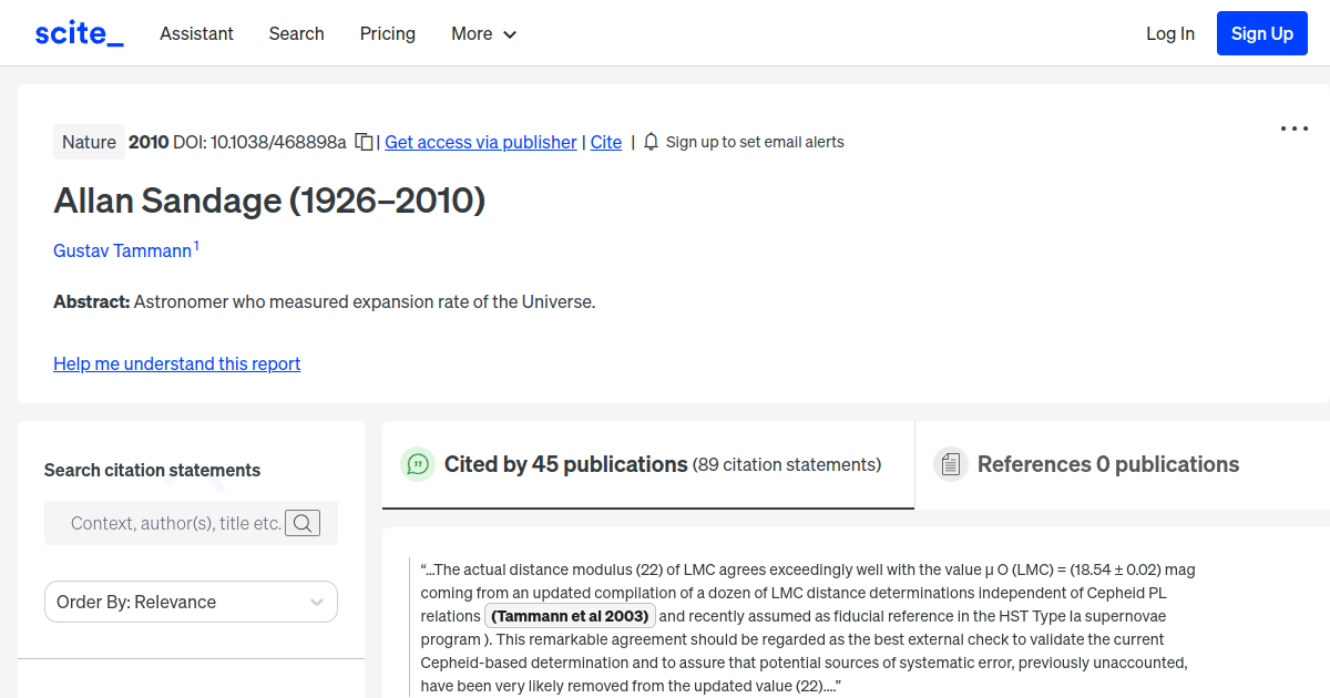 Allan Sandage (1926–2010) - [scite report]