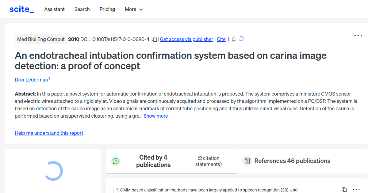 An endotracheal intubation confirmation system based on carina image ...