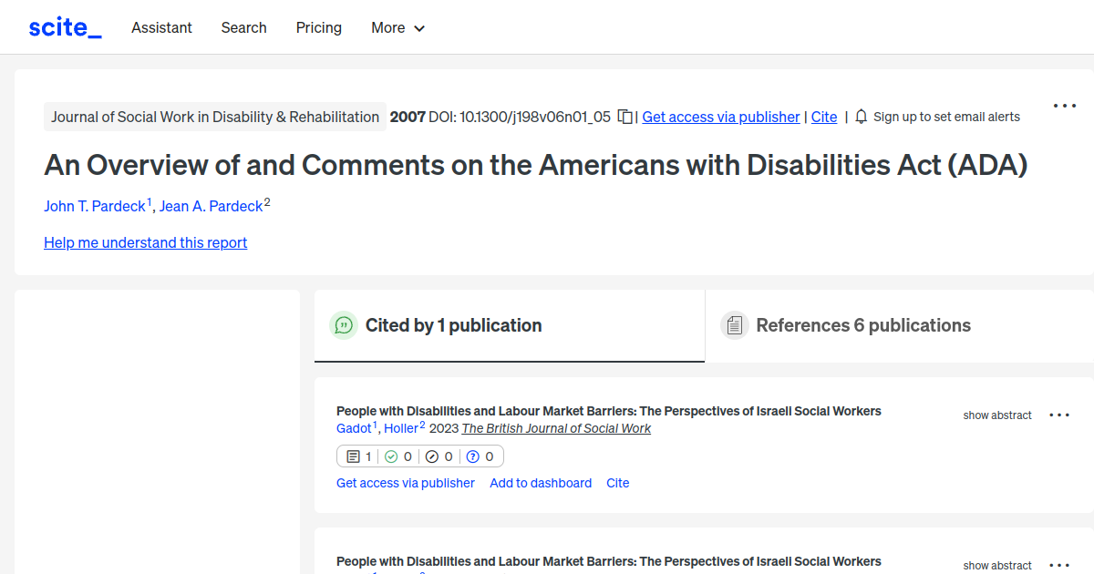 An Overview of and Comments on the Americans with Disabilities Act (ADA)