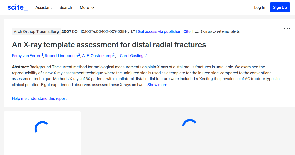 An X-ray template assessment for distal radial fractures