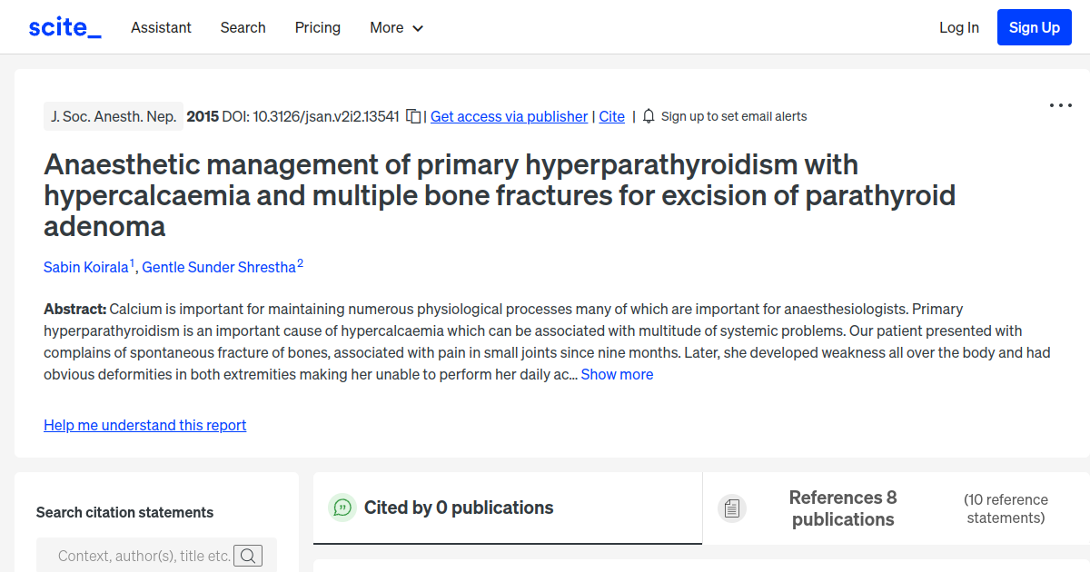 Anaesthetic management of primary hyperparathyroidism with ...