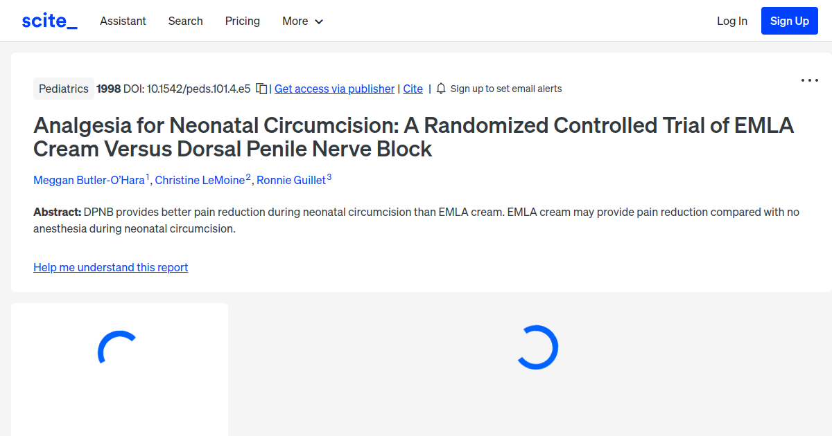 Analgesia for Neonatal Circumcision: A Randomized Controlled Trial of ...