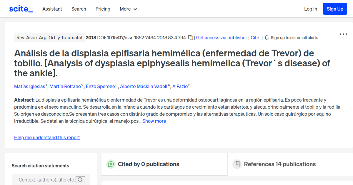 Análisis de la displasia epifisaria hemimélica (enfermedad de Trevor ...