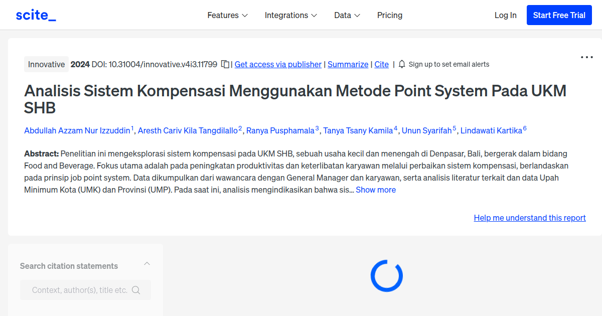 Analisis Sistem Kompensasi Menggunakan Metode Point System Pada UKM SHB