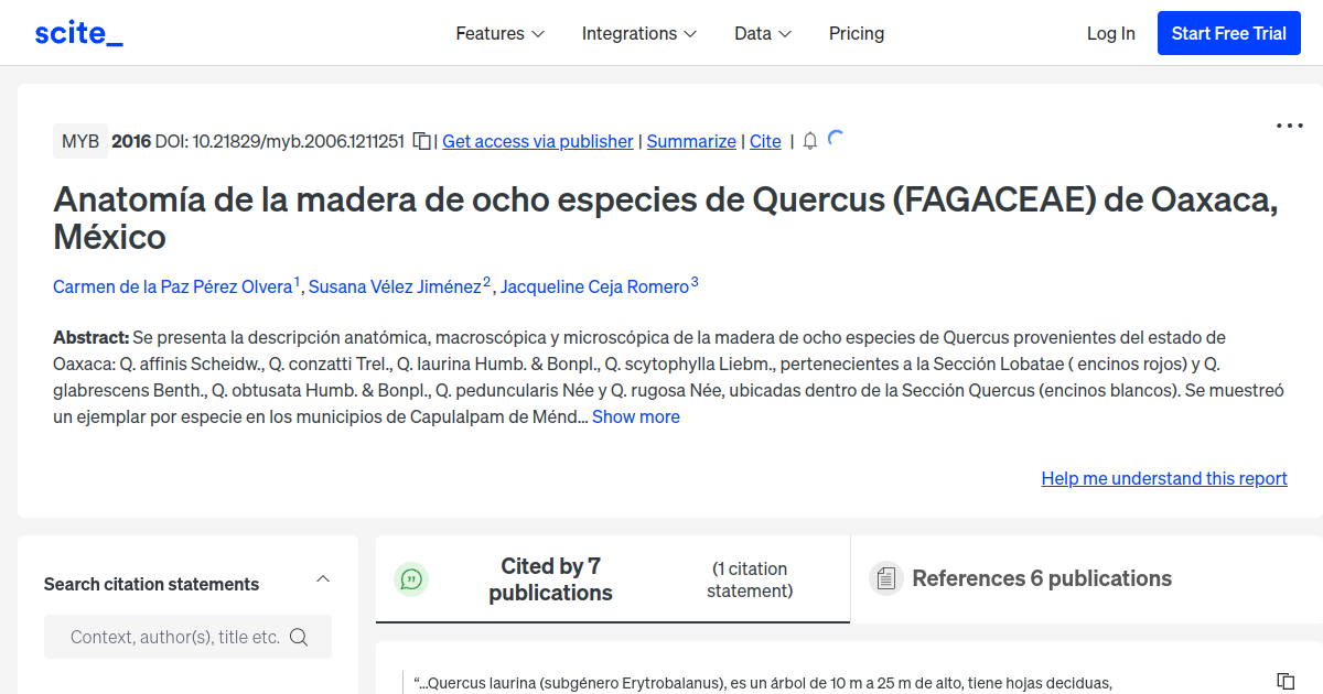 Anatomía de la madera de ocho especies de Quercus (FAGACEAE) de Oaxaca ...
