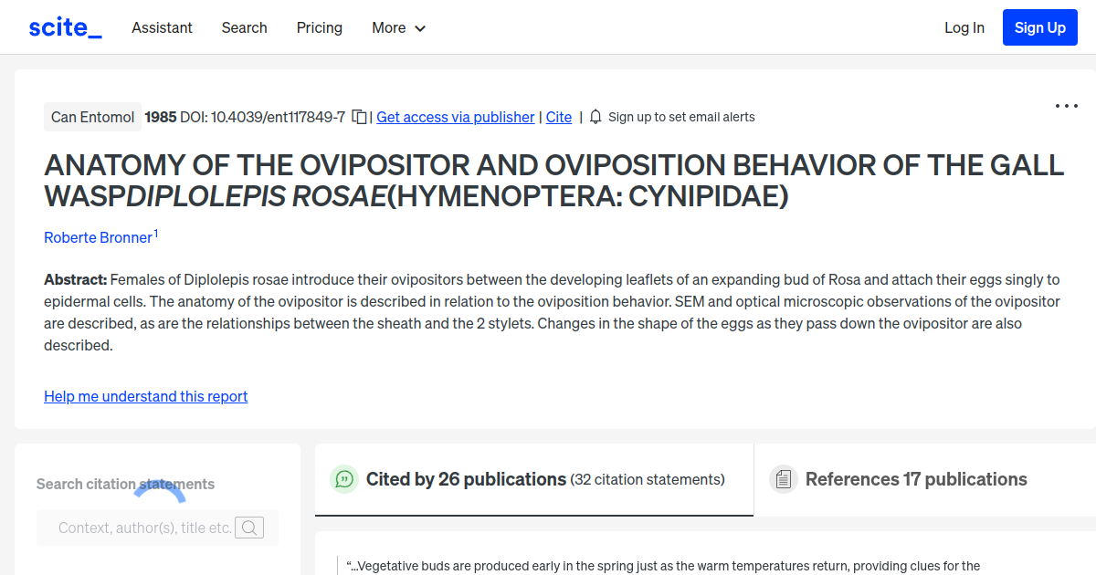 ANATOMY OF THE OVIPOSITOR AND OVIPOSITION BEHAVIOR OF THE GALL WASP ...
