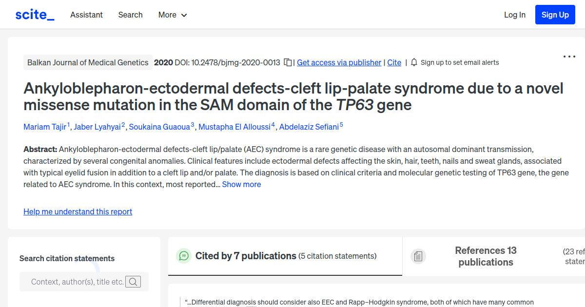 Ankyloblepharon-ectodermal defects-cleft lip-palate syndrome due to a ...