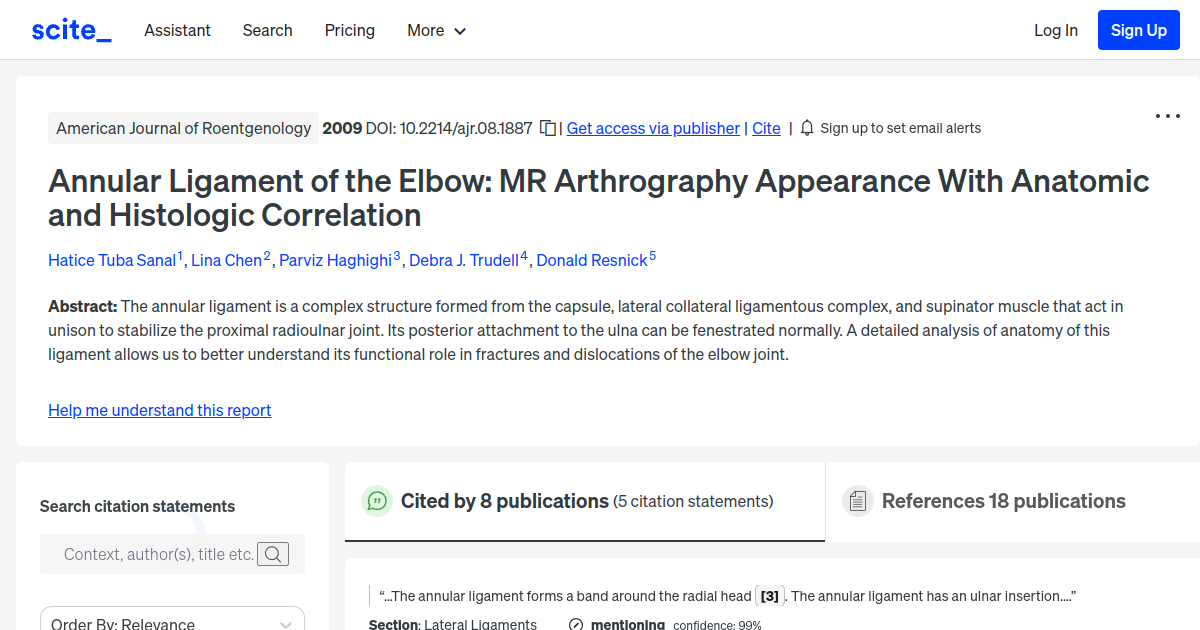 Annular Ligament of the Elbow: MR Arthrography Appearance With Anatomic ...