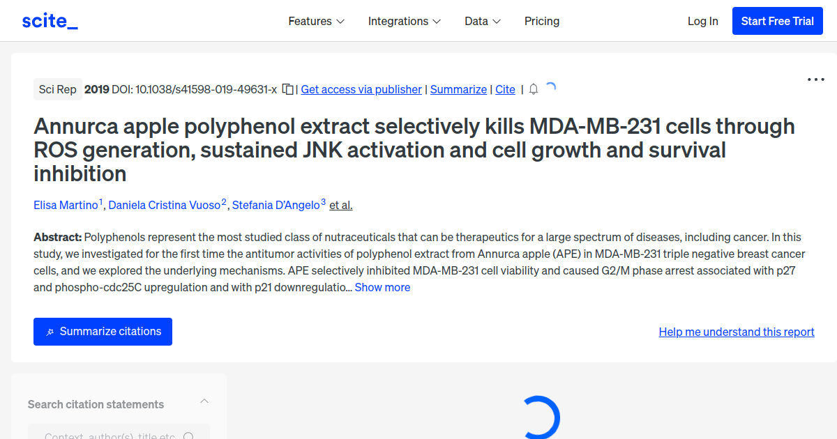 Annurca apple polyphenol extract selectively kills MDA-MB-231 cells ...