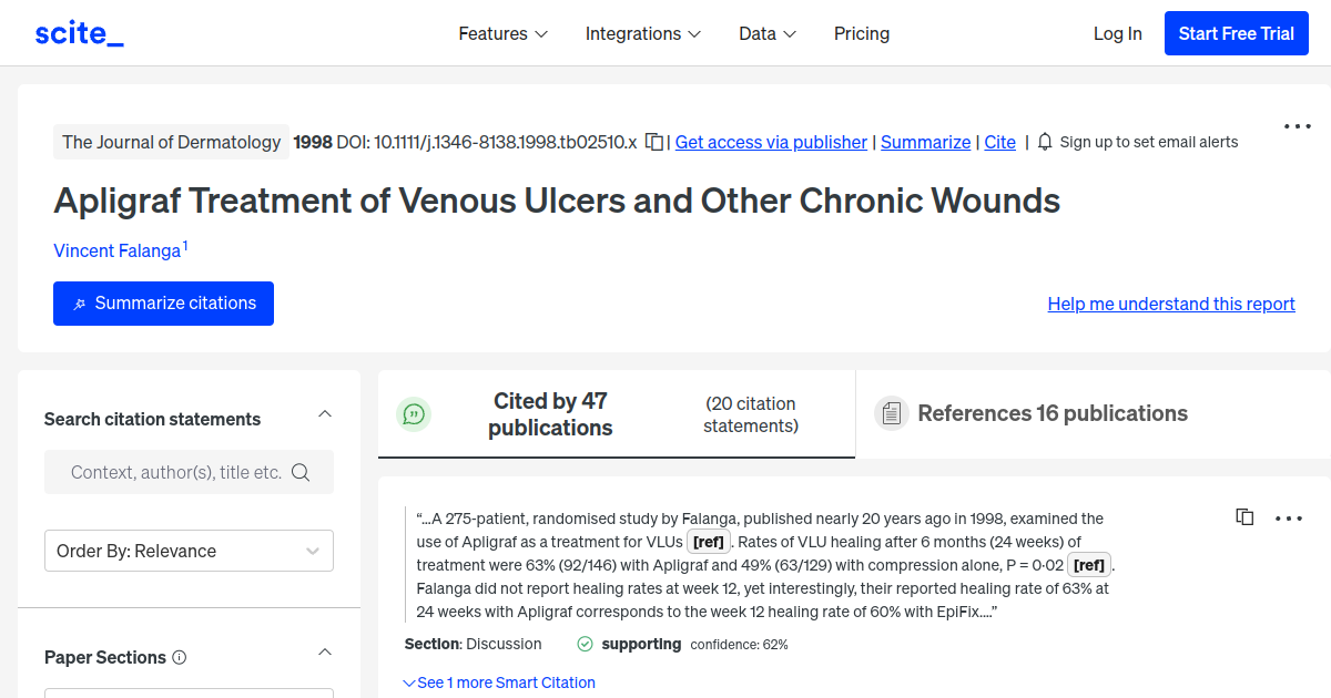 Apligraf Treatment of Venous Ulcers and Other Chronic Wounds - [scite ...