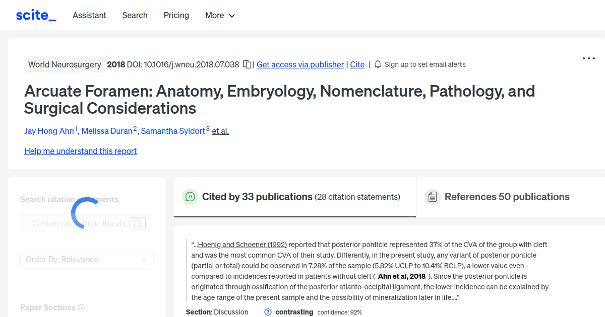 Arcuate Foramen: Anatomy, Embryology, Nomenclature, Pathology, and ...