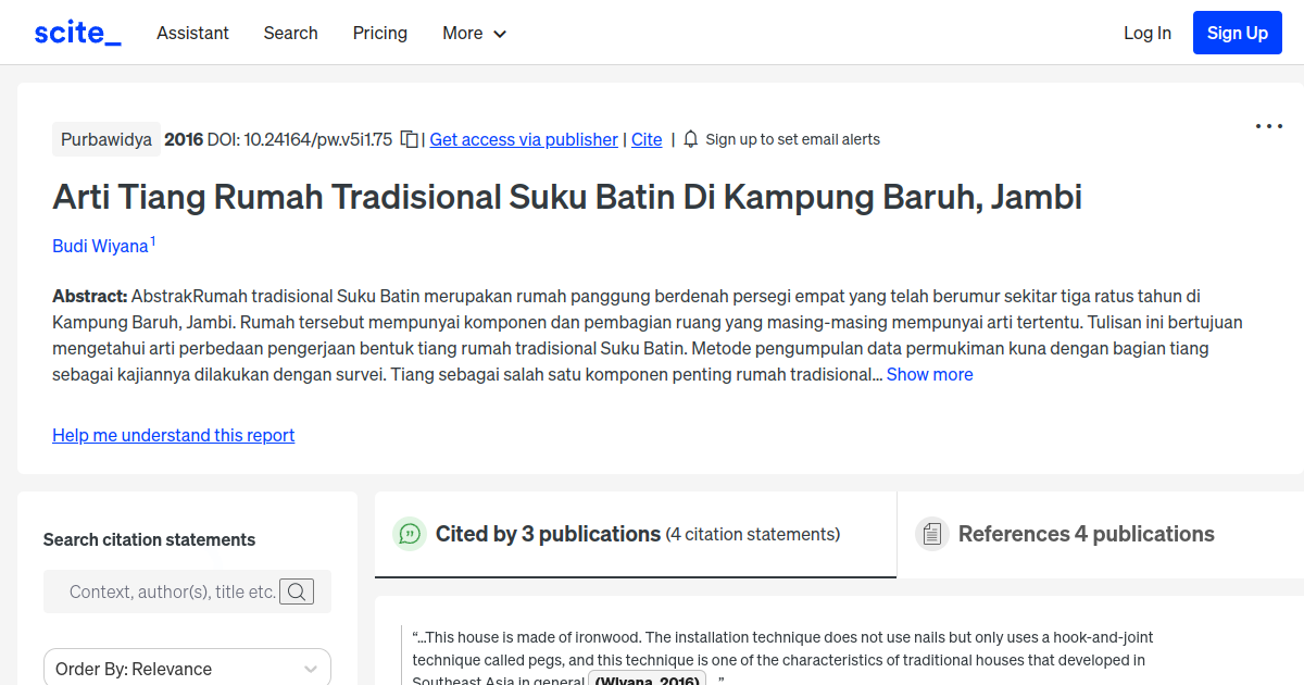 Arti Tiang Rumah Tradisional Suku Batin Di Kampung Baruh, Jambi ...