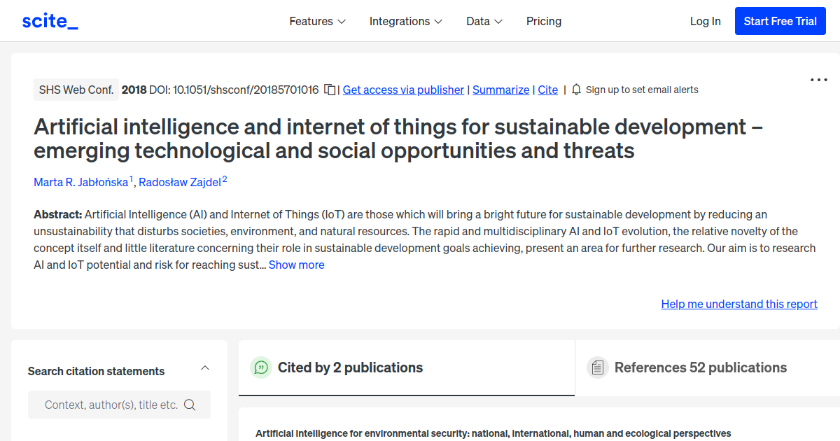 Artificial intelligence and internet of things for sustainable ...