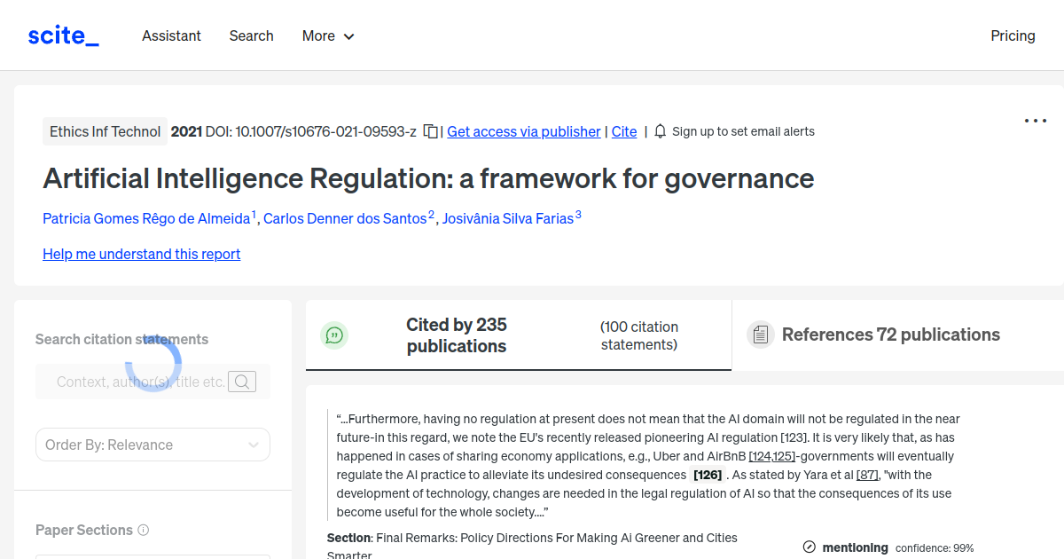 Artificial Intelligence Regulation: a framework for governance - [scite ...