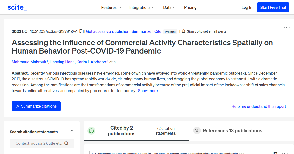 Assessing the Influence of Commercial Activity Characteristics ...
