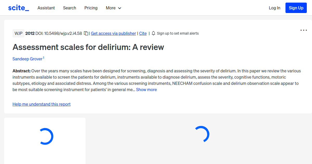 Assessment scales for delirium: A review - [scite report]