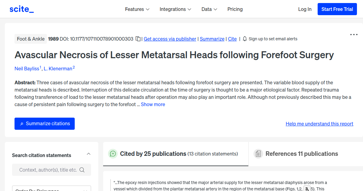 Avascular Necrosis of Lesser Metatarsal Heads following Forefoot Surgery