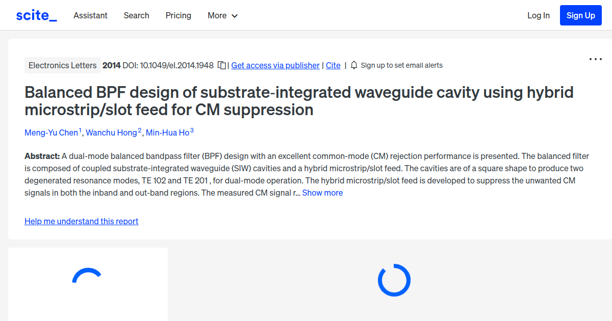Balanced BPF design of substrate‐integrated waveguide cavity using ...
