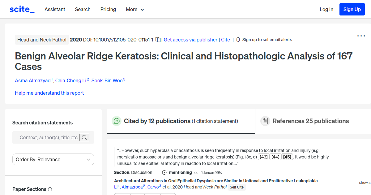 Benign Alveolar Ridge Keratosis: Clinical and Histopathologic Analysis ...
