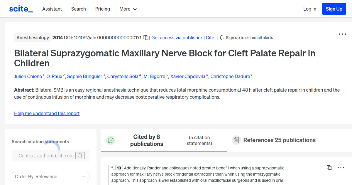Bilateral Suprazygomatic Maxillary Nerve Block for Cleft Palate Repair ...