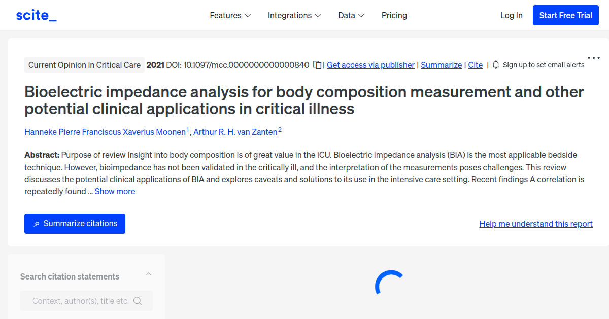 Bioelectric impedance analysis for body composition measurement and ...