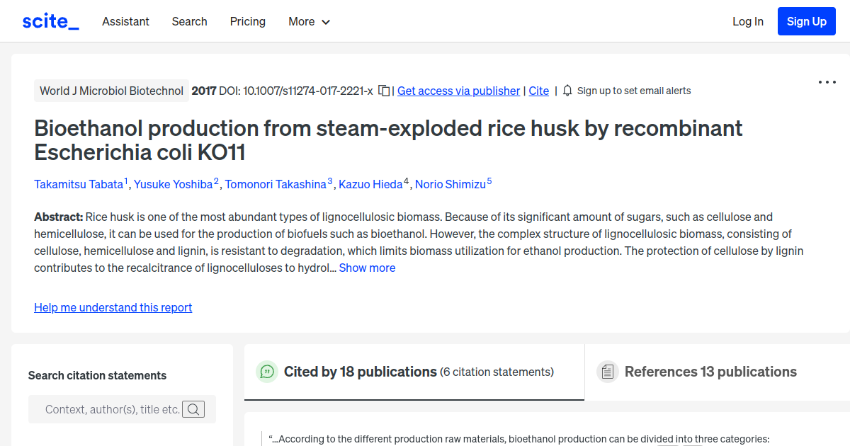 Bioethanol production from steam-exploded rice husk by recombinant ...