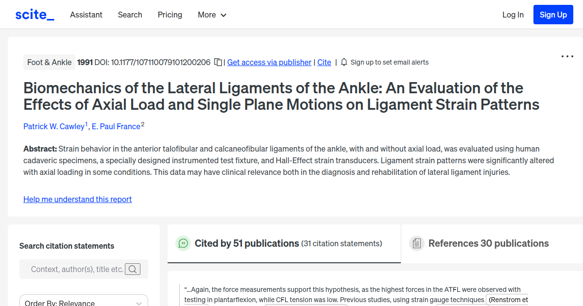 Biomechanics of the Lateral Ligaments of the Ankle: An Evaluation of ...