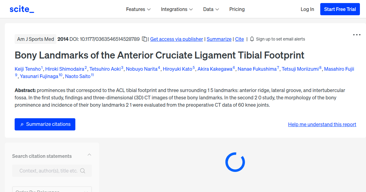 Bony Landmarks of the Anterior Cruciate Ligament Tibial Footprint ...