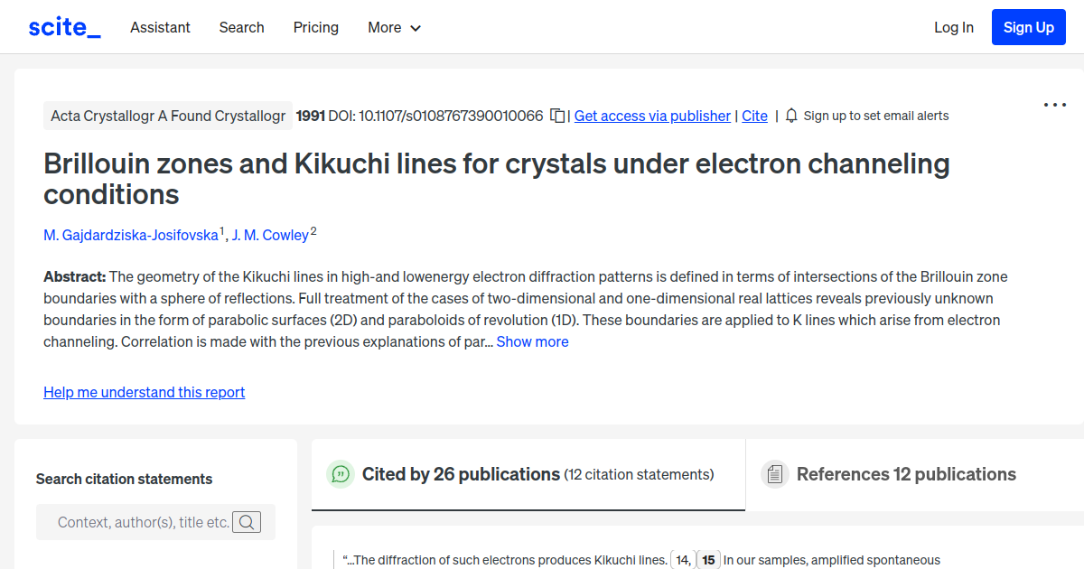 Brillouin zones and Kikuchi lines for crystals under electron ...