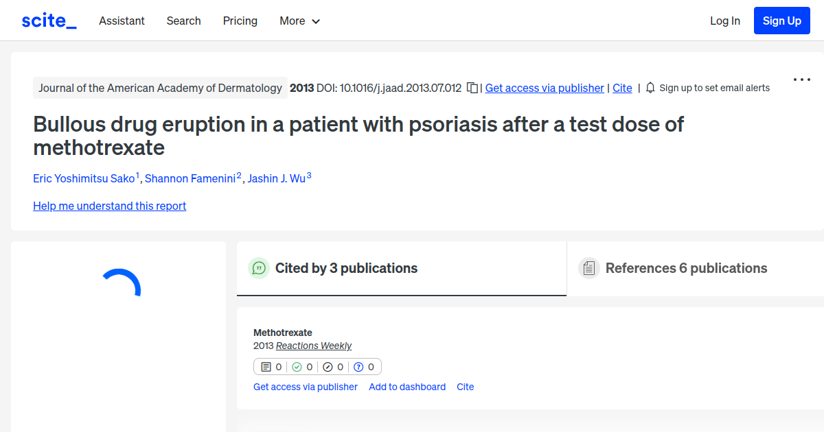 Bullous drug eruption in a patient with psoriasis after a test dose of ...