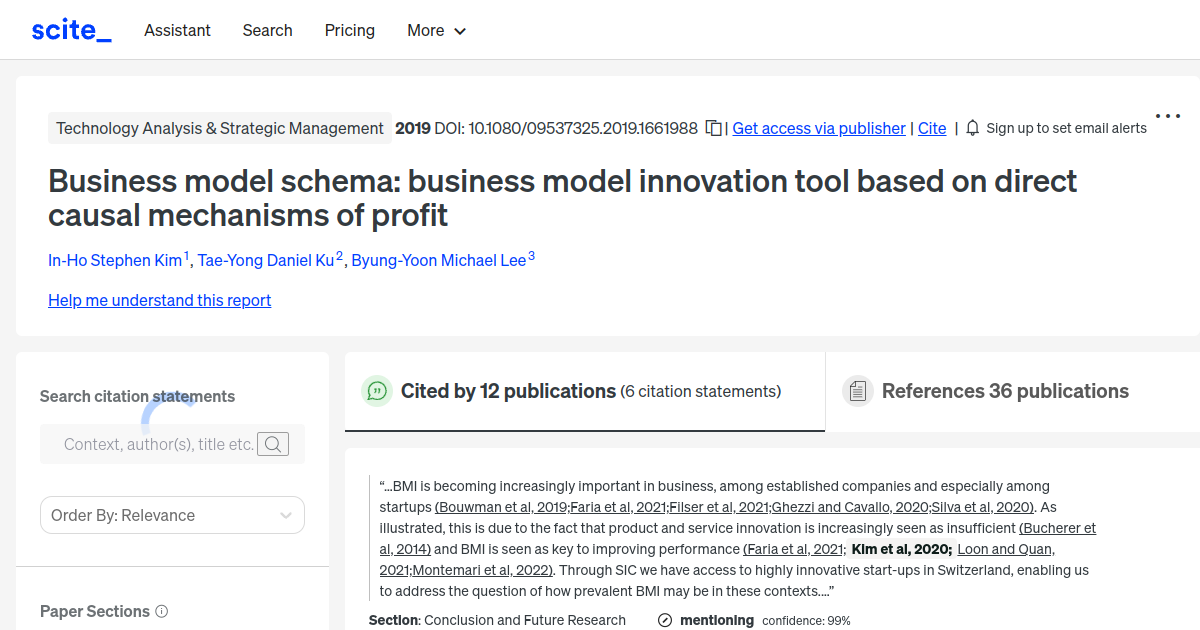 Business model schema: business model innovation tool based on direct ...