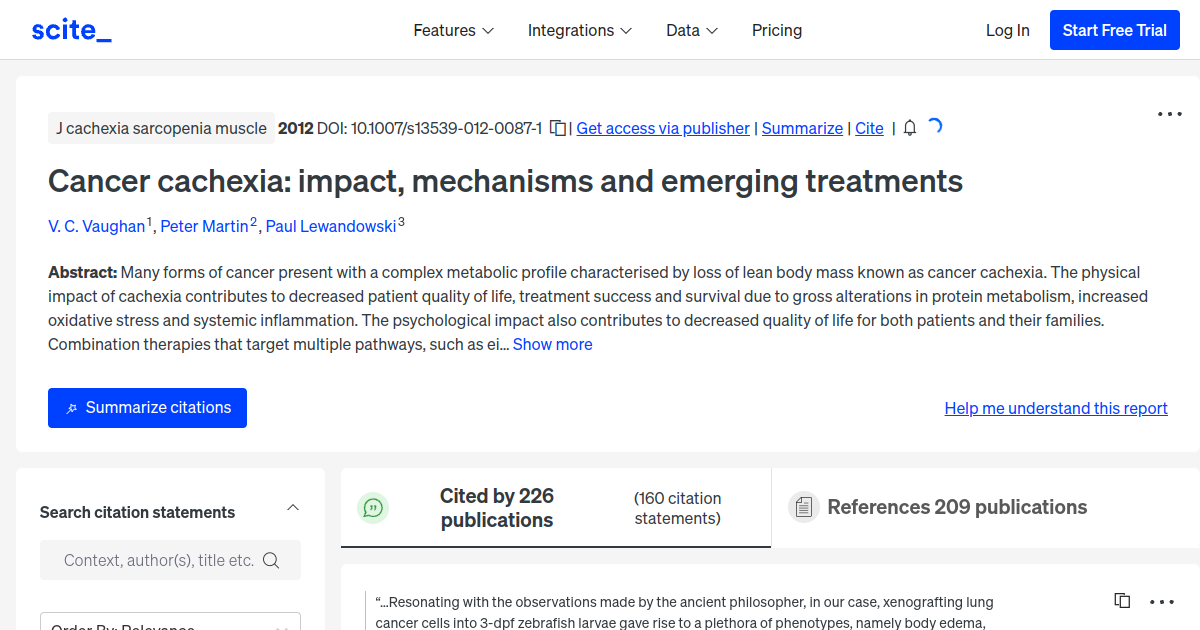 Cancer cachexia: impact, mechanisms and emerging treatments - [scite ...