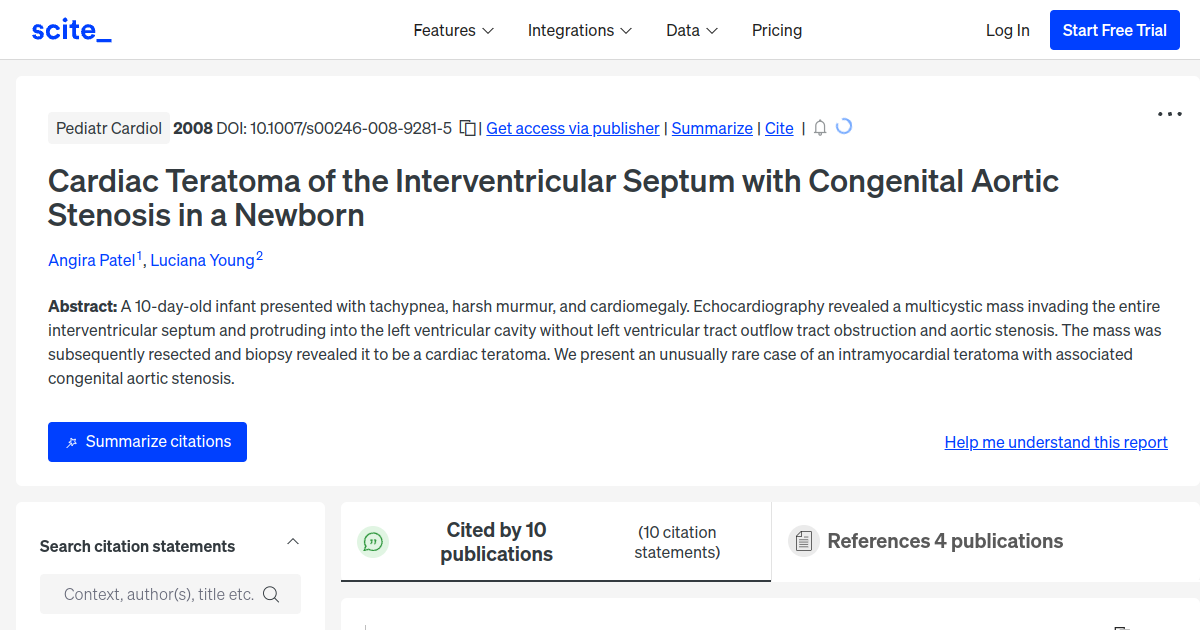 Cardiac Teratoma of the Interventricular Septum with Congenital Aortic ...