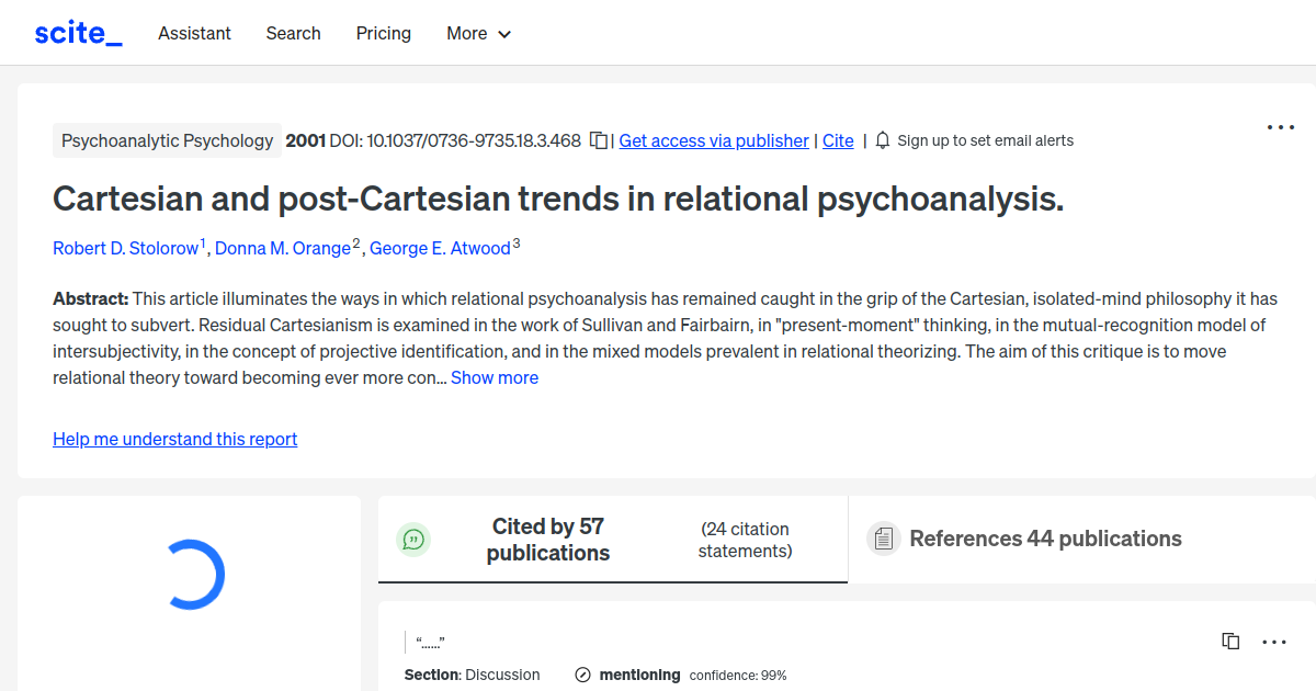 Cartesian and post-Cartesian trends in relational psychoanalysis ...