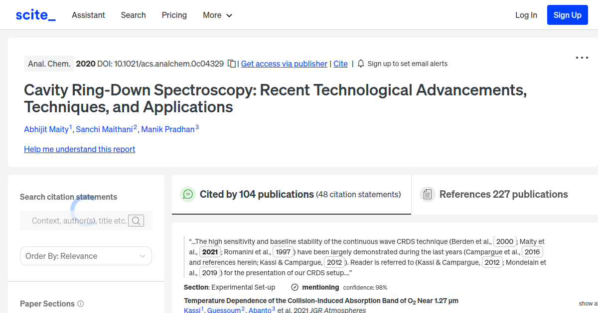 Cavity Ring-Down Spectroscopy: Recent Technological Advancements ...