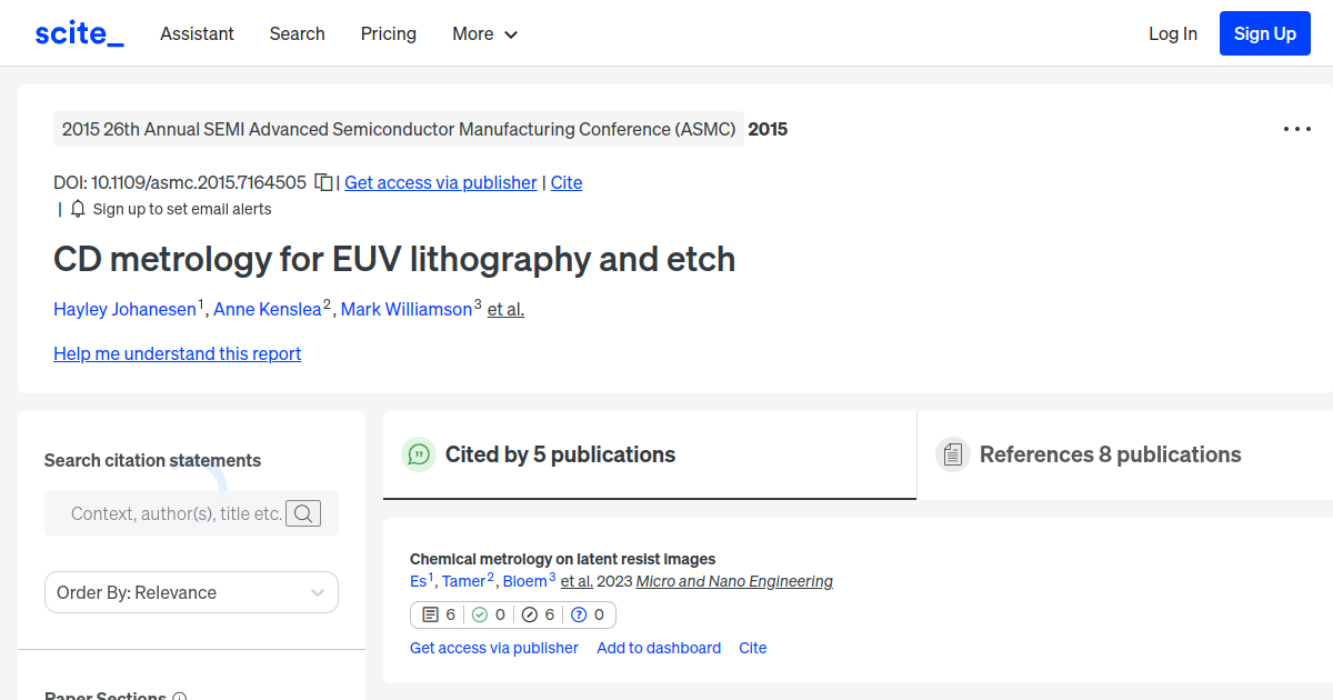 CD metrology for EUV lithography and etch - [scite report]