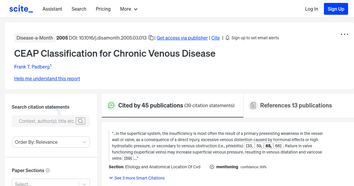 CEAP Classification for Chronic Venous Disease - [scite report]