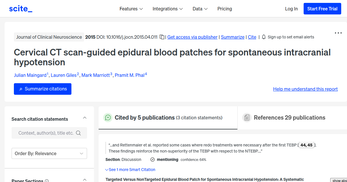 Cervical CT scan-guided epidural blood patches for spontaneous ...